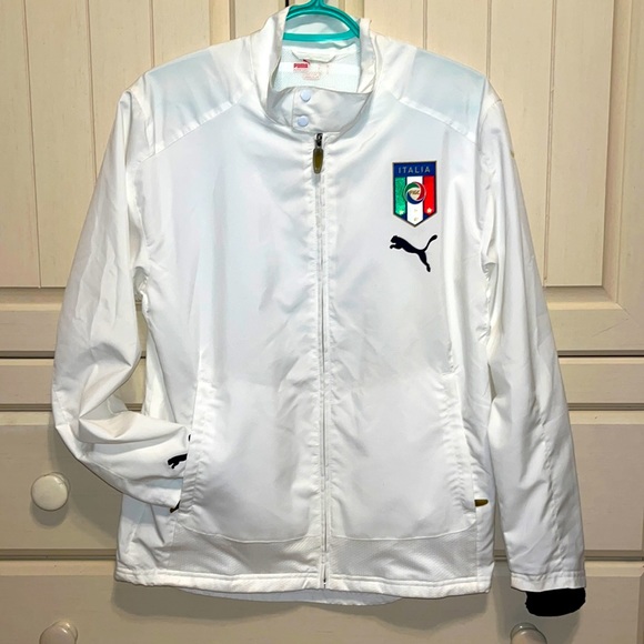 Puma | Jackets & Coats | Nwot White Puma Italia Jacket Mens Small ...